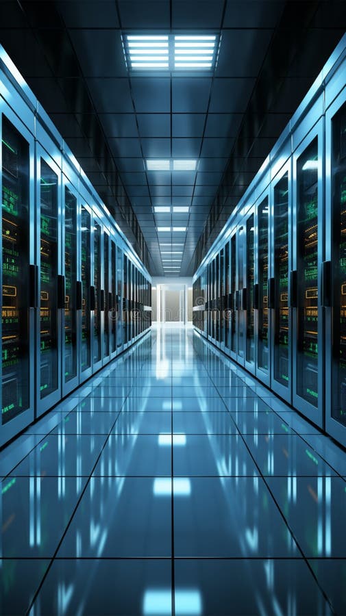 3D Rendering of a White Server Room with Computer Storage Systems Stock ...