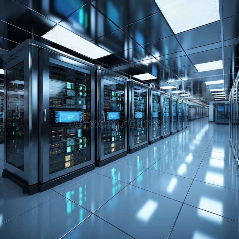 3D Rendering of a White Server Room with Computer Storage Systems Stock ...