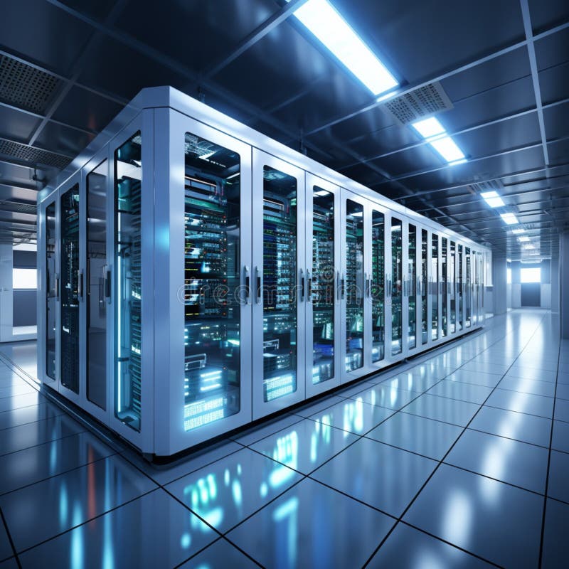 3D Rendering of a White Server Room with Computer Storage Systems Stock ...