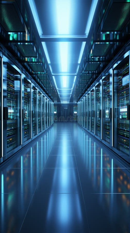 3D Rendering of a White Server Room with Computer Storage Systems Stock ...