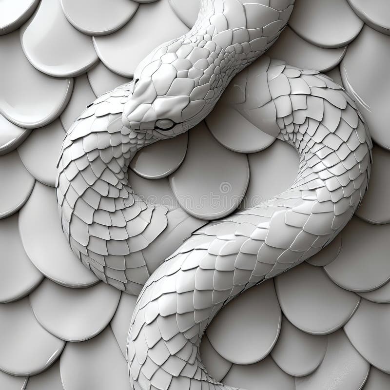 A 3D Rendering of a White Snake on a White Background Stock ...