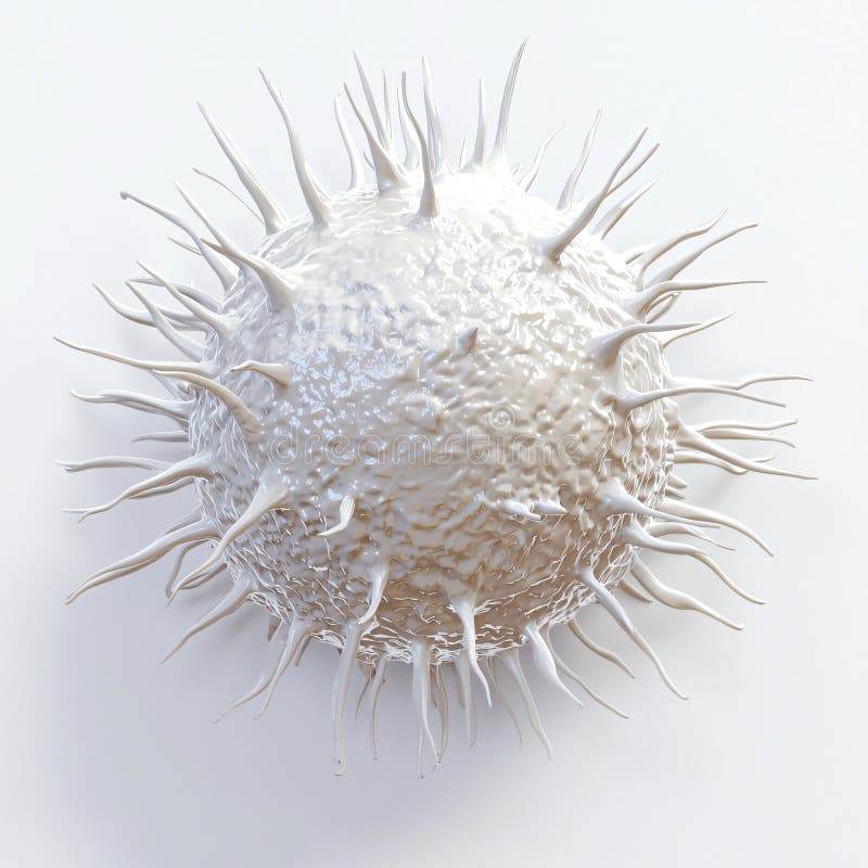 White Spiked Cell Biology Microorganism Science 3D Render AI Generated ...