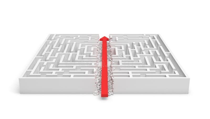 3d Rendering of a White Square Maze in Side View Divided in Half by a ...