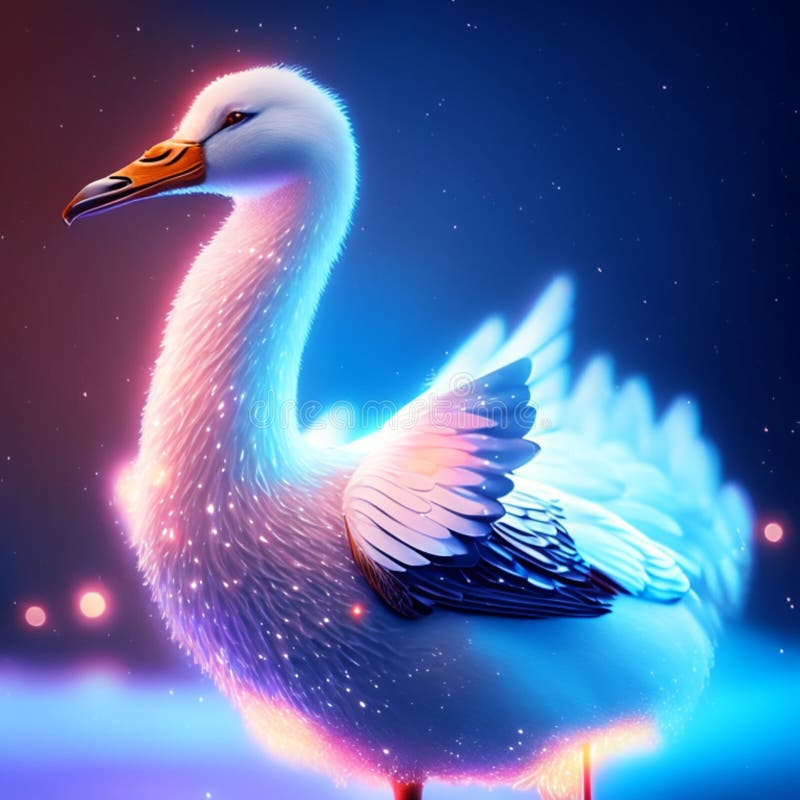 3d Rendering of a White Swan on a Dark Blue Background Generative AI ...