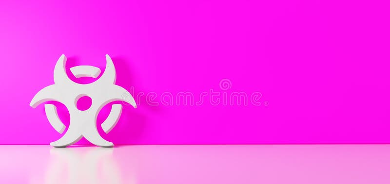 3D Rendering of White Symbol of Biohazard Icon Leaning on Color Wall ...