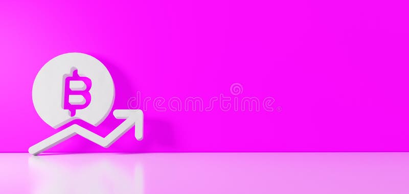 3D Rendering of White Symbol of Bitcoin Trend Icon Leaning on Color ...