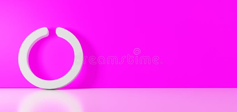 3D Rendering of White Symbol of Circle Notch Icon Leaning on Color Wall ...