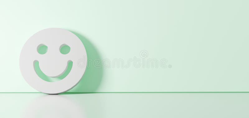 3D Rendering of White Symbol of Emoticons Smile Icon Leaning on Color ...