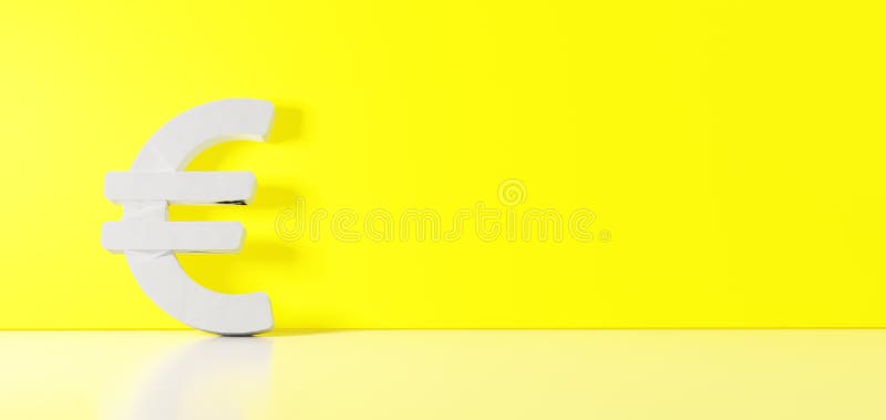 3D Rendering of White Symbol of Euro Sign Icon Leaning on Color Wall ...