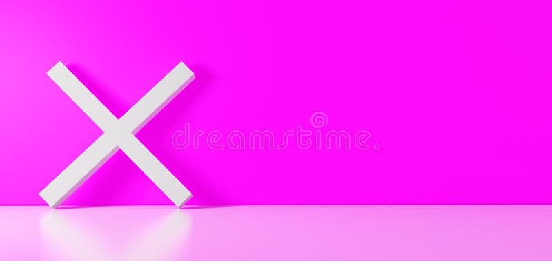 3D Rendering of White Symbol of Multiply Icon Leaning on Color Wall ...