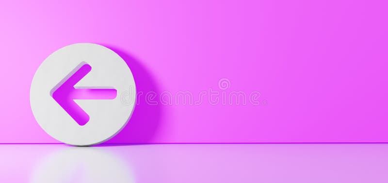 3D Rendering of White Symbol of Left Arrow in Circle Icon Leaning on ...