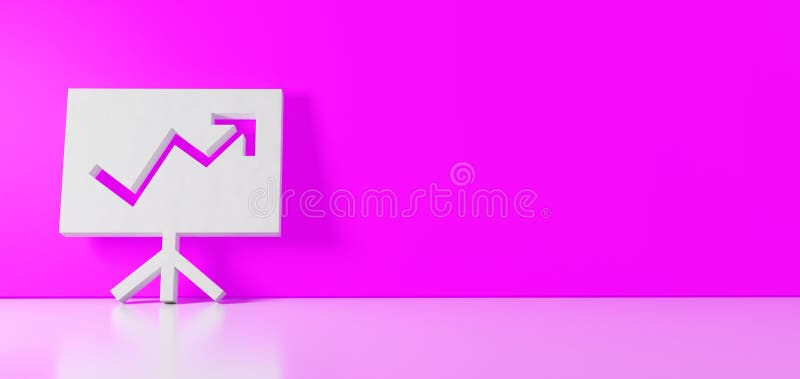 3D Rendering of White Symbol of Presentation Icon Leaning on Color Wall ...