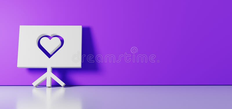 3D Rendering of White Symbol of Presentation Icon Leaning on Color Wall ...