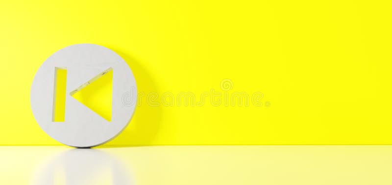 3D Rendering of White Symbol of Previous Icon Leaning on Color Wall ...