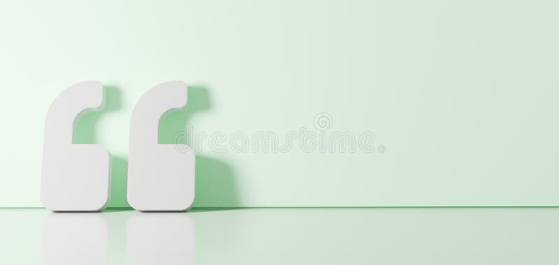 3D Rendering of White Symbol of Quote Left Icon Leaning on Color Wall ...