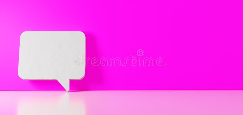 3D Rendering of White Symbol of Rectangular Chat Bubble Icon Leaning on ...