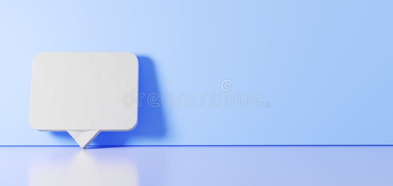 3D Rendering of White Symbol of Rectangular Chat Bubble Icon Leaning on ...