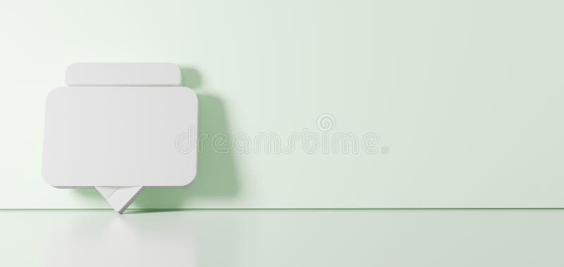 3D Rendering of White Symbol of Rectangular Chat Bubbles Icon Leaning ...
