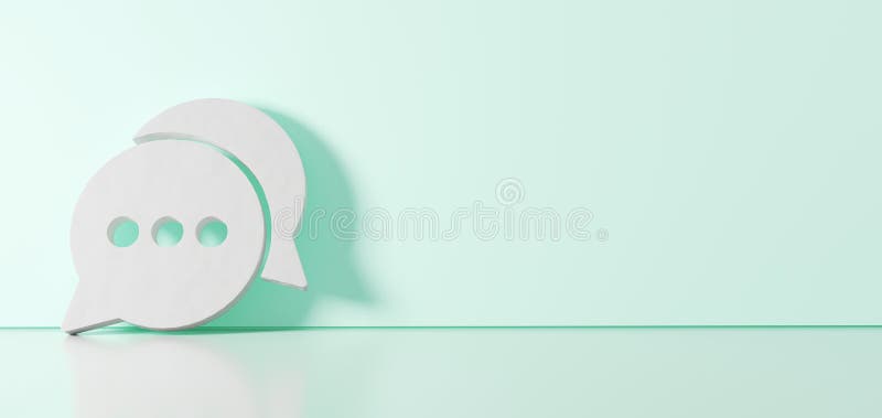 3D Rendering of White Symbol of Two Rounded Chat Bubbles Icon Leaning ...