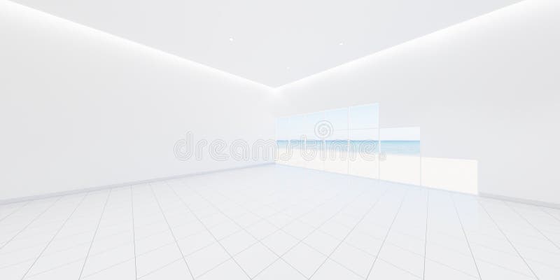 3d Rendering of White Tile Floor in Perspective for Background. Stock ...
