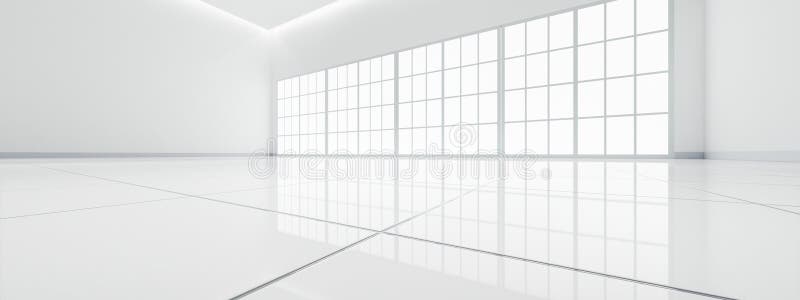 3d Rendering of White Tile Floor and Empty Room for Background Stock ...