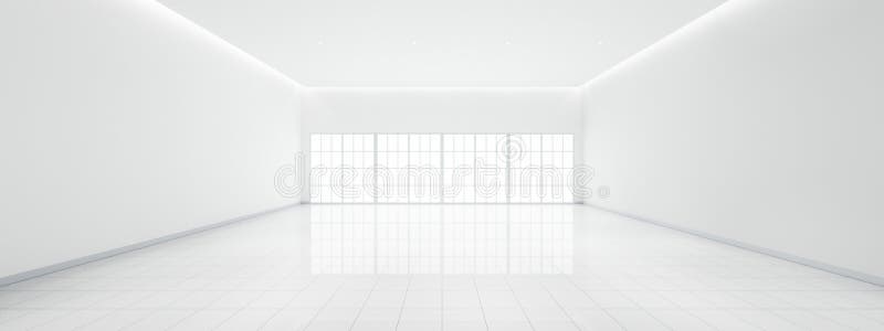 3d Rendering of White Tile Floor and Empty Room for Background Stock ...