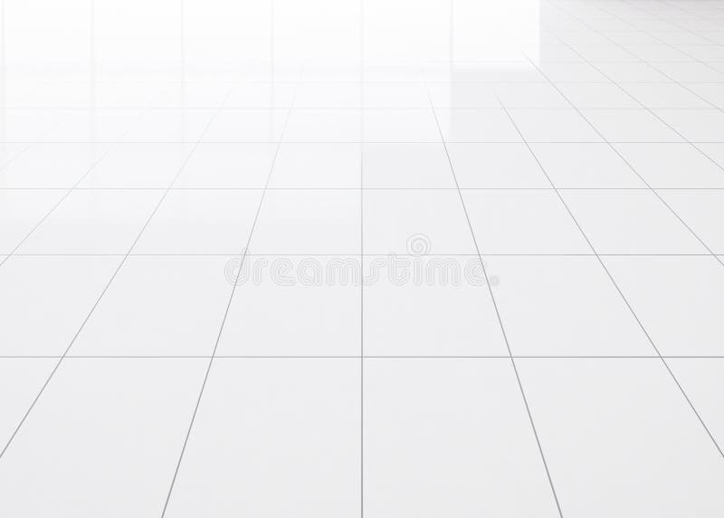 3d Rendering of White Tile Floor and Empty Space for Background Stock ...