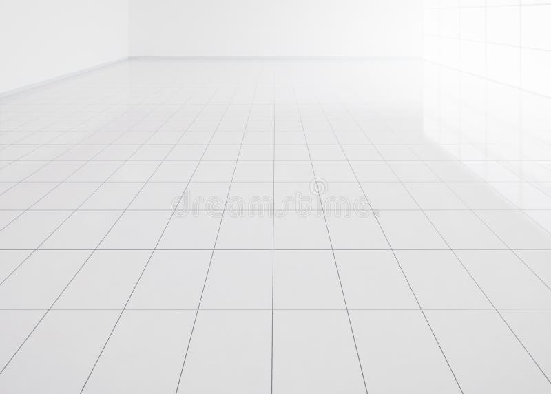 3d Rendering of White Tile Floor and Empty Space for Background Stock ...