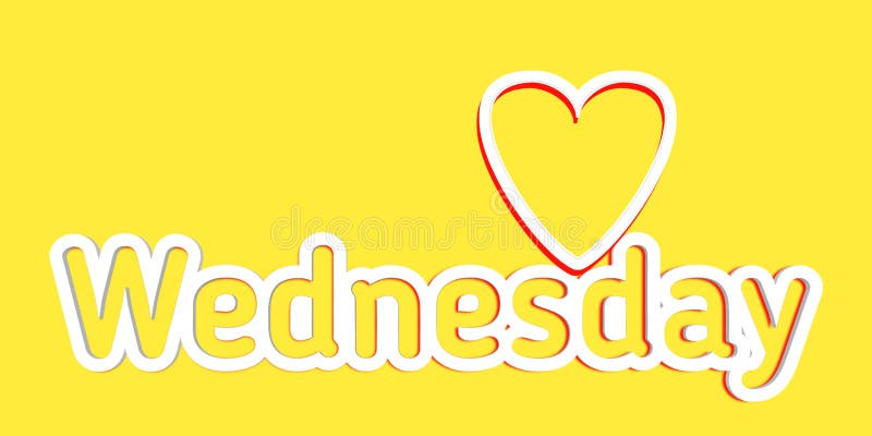 3d Rendering White Wednesday Text Isolated on Yellow Stock Illustration ...