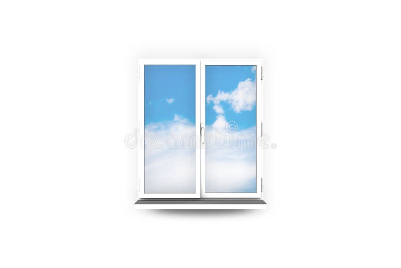 Window and Cloudy Sky Outside on White Stock Illustration ...