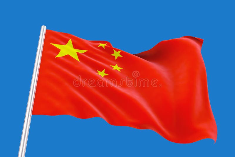 3d Rendering. Windy Waving China National Flag with Clipping Path ...