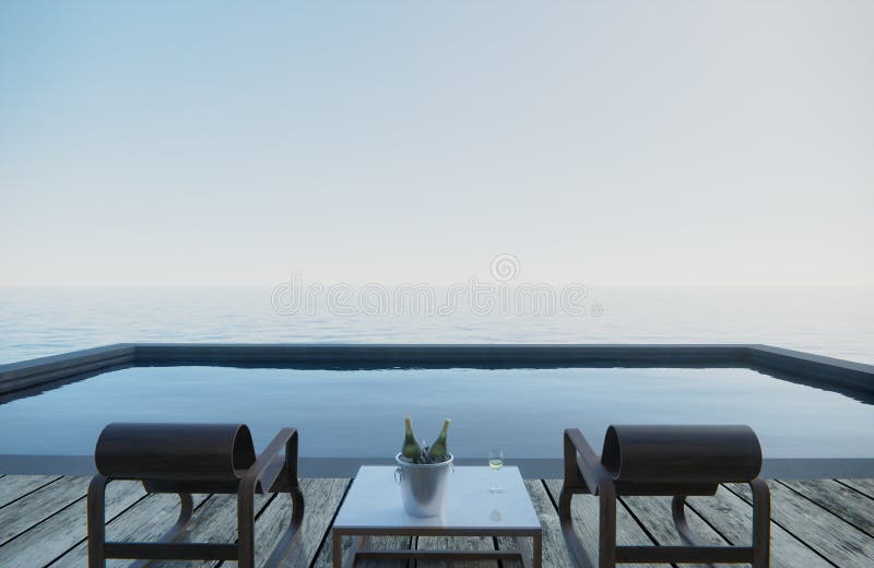 3d Rendering . Wine Glasses and Wine Bottles are Placed on the Table ...