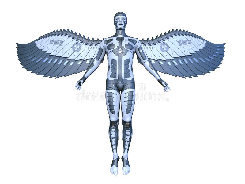 3D rendering of wing man stock illustration. Illustration of humanoid ...