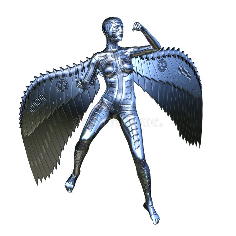 3D rendering of wing woman stock illustration. Illustration of machine ...