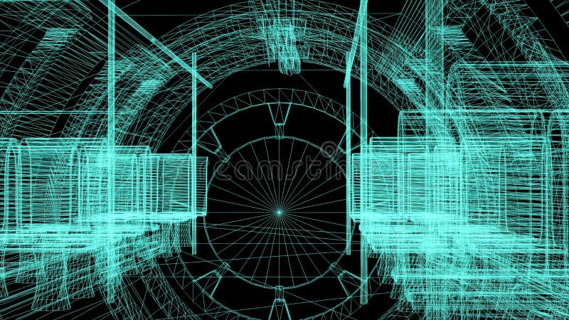 Wire Frame Model of Industrial Buildings Stock Illustration ...