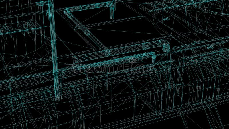 Wire Frame Model of Industrial Buildings Stock Illustration ...