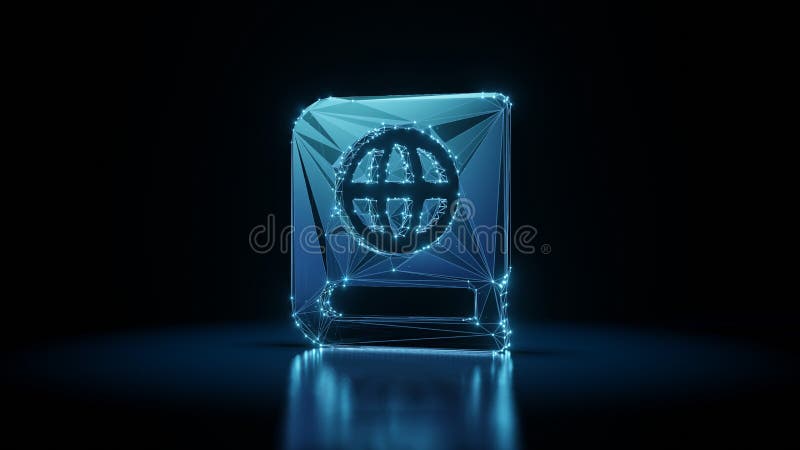 3d Rendering Wireframe Neon Glowing Symbol of Atlas on Black Background ...