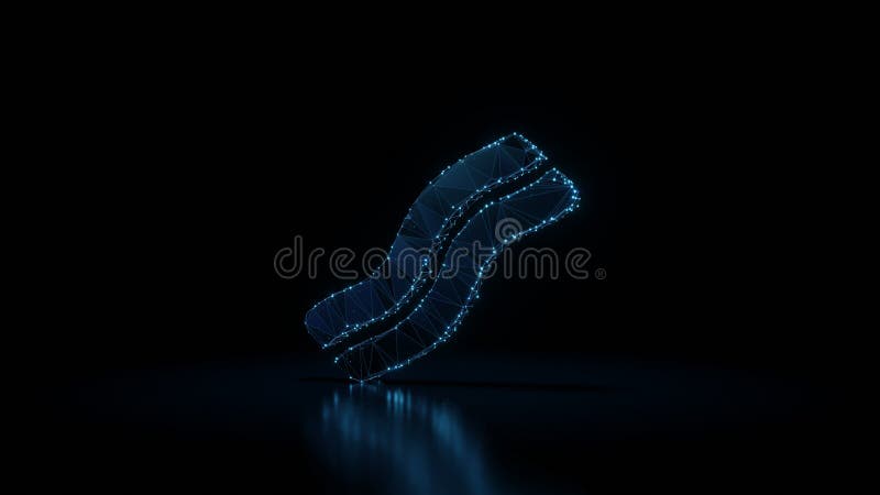 3d Rendering Wireframe Neon Glowing Symbol of Bacon on Black Background ...