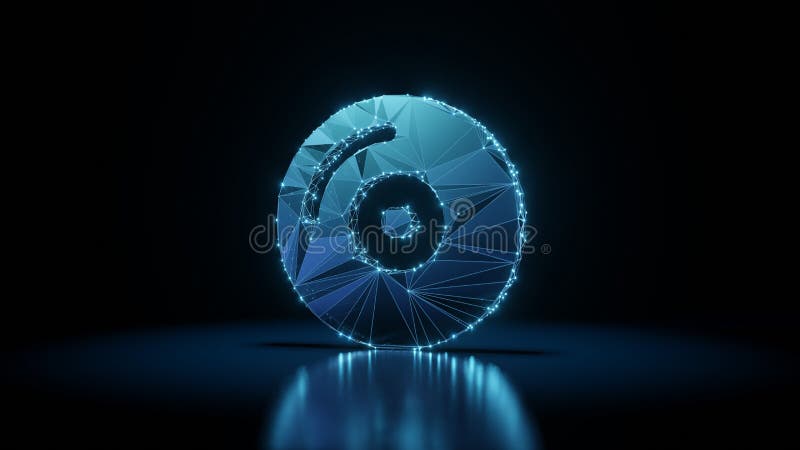 3d Rendering Wireframe Neon Glowing Symbol of Compact Disc on Black ...