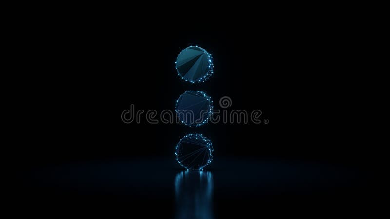 3d Rendering Wireframe Neon Glowing Symbol of Ellipsis Vertical on ...