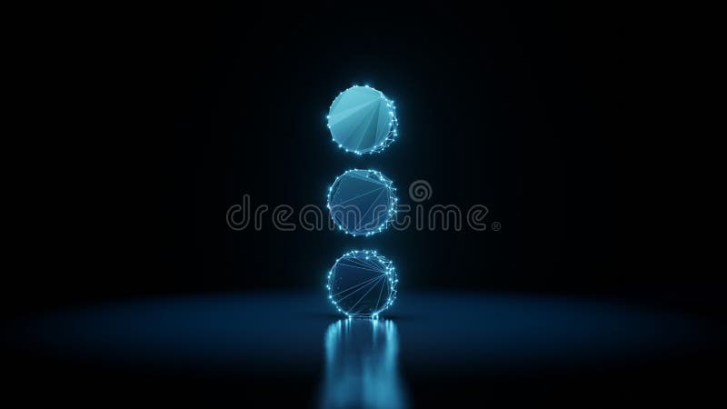 3d Rendering Wireframe Neon Glowing Symbol of Ellipsis Vertical on ...