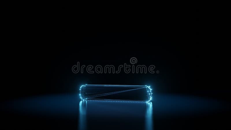 3d Rendering Wireframe Neon Glowing Symbol of Minus on Black Background ...