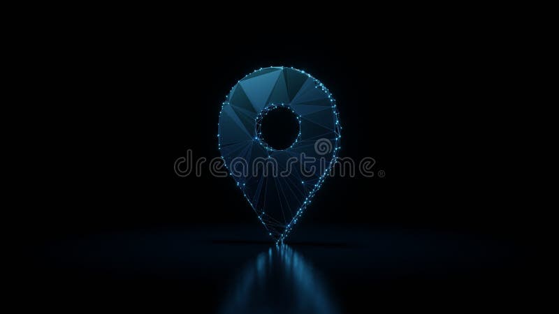 3d Rendering Wireframe Neon Glowing Symbol of Placeholder on Black ...