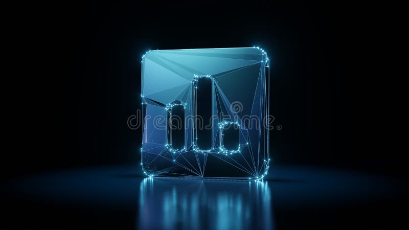 3d Rendering Wireframe Neon Glowing Symbol of Poll on Black Background ...