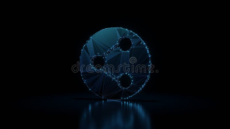 3d Rendering Wireframe Neon Glowing Symbol of Share on Black Background ...