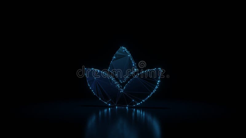 3d Rendering Wireframe Neon Glowing Symbol of Spa on Black Background ...