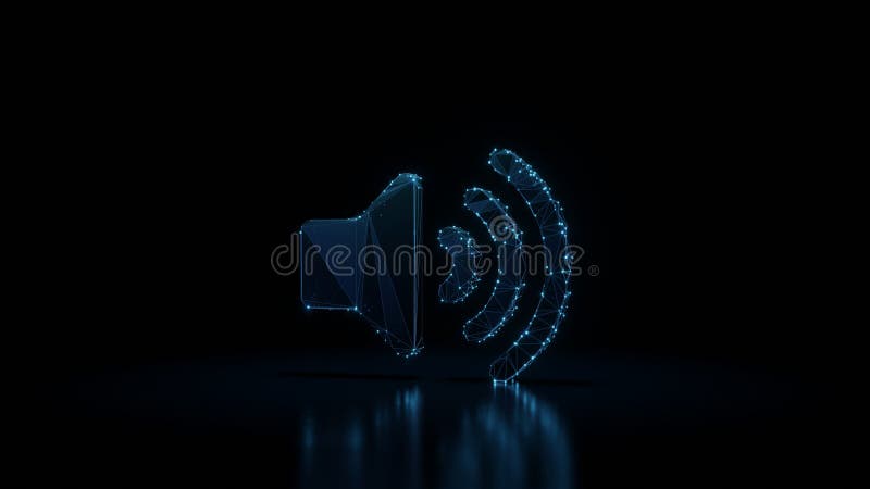 3d Rendering Wireframe Neon Glowing Symbol of Volume Up on Black ...