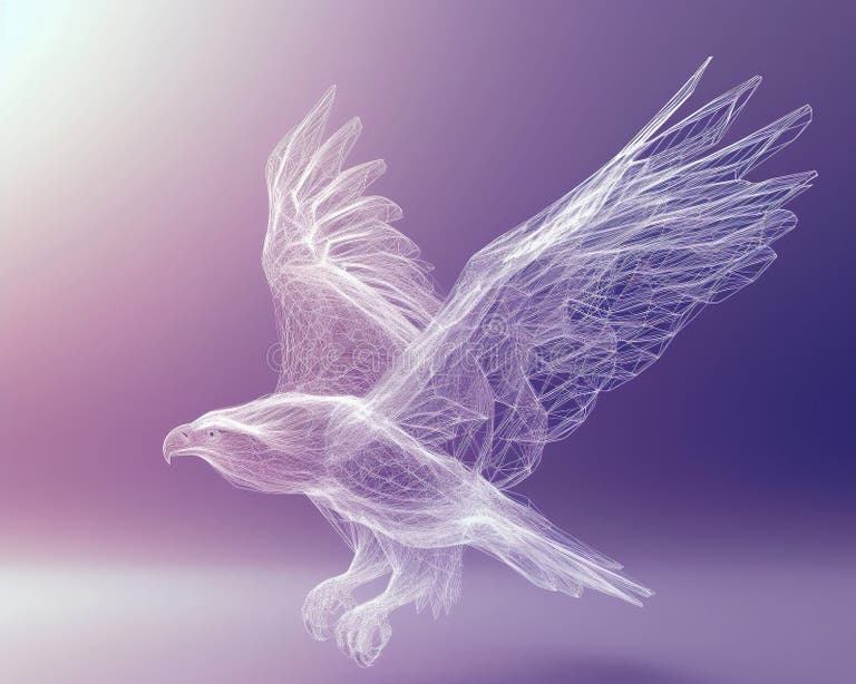 3d Rendering Wireframe Polygonal Eagle Flying. Generative AI. Stock ...