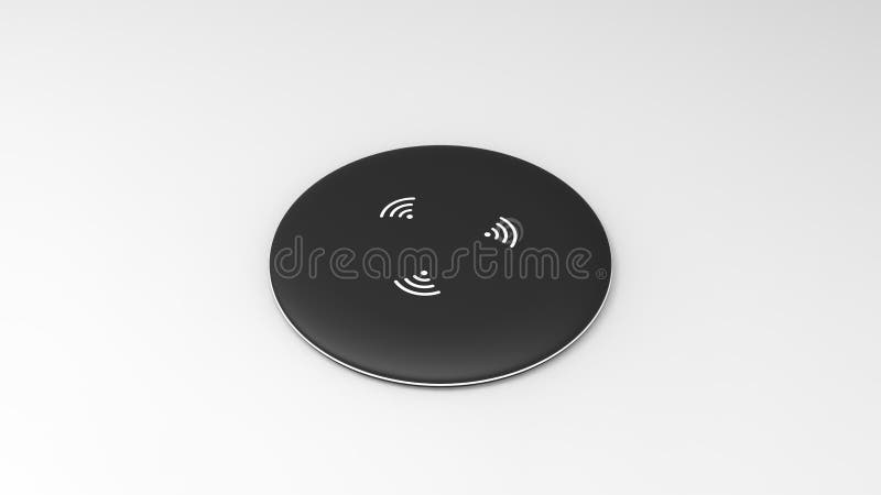 3D Rendering of a Wireless Electric Smart Phone Charger Pad. Isolated ...