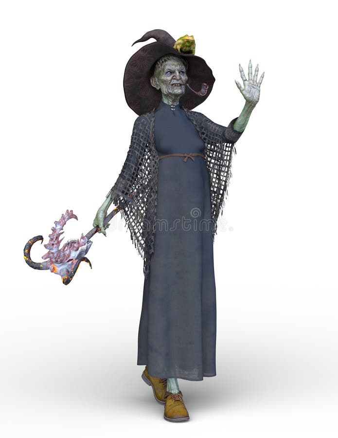 3D rendering of a witch stock illustration. Illustration of active ...